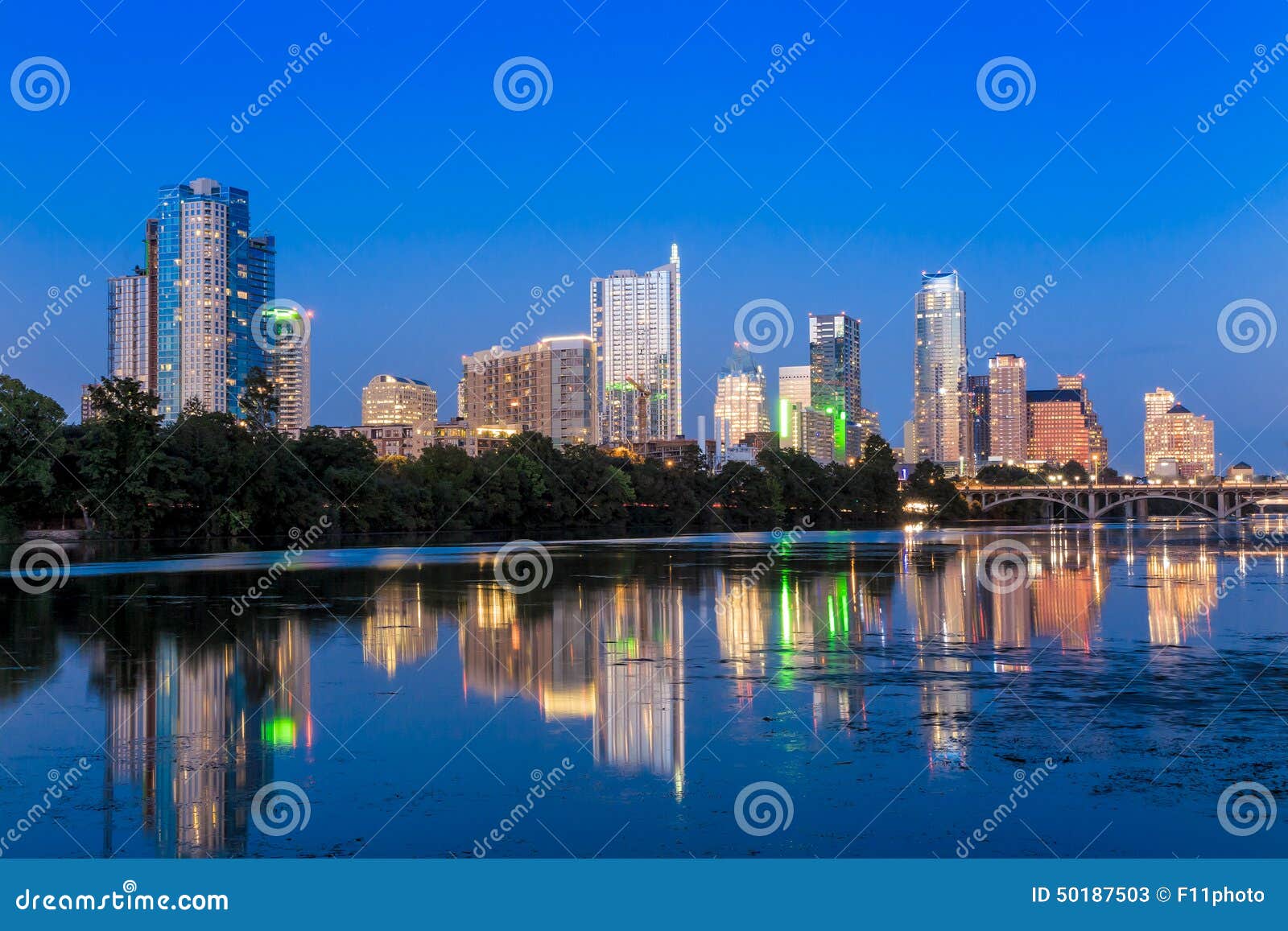 Beautiful Austin Skyline Reflection at Twilight Stock Image - Image of ...