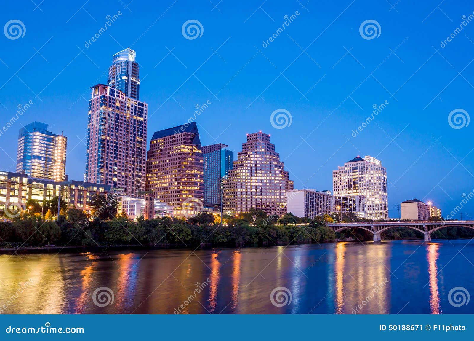 Beautiful Austin Skyline Reflection at Twilight Stock Image - Image of ...