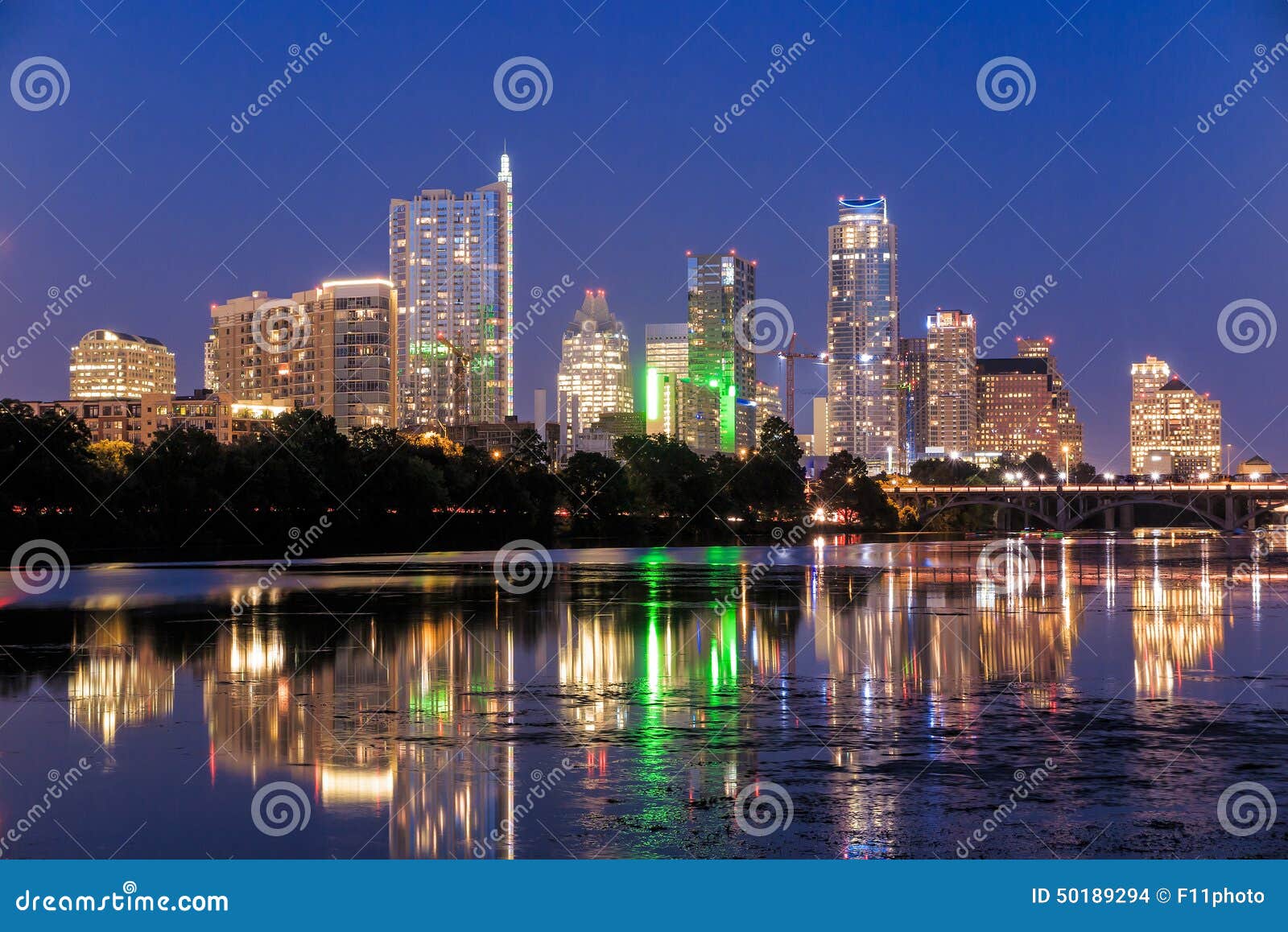 Beautiful Austin Skyline Reflection at Twilight Stock Photo - Image of ...
