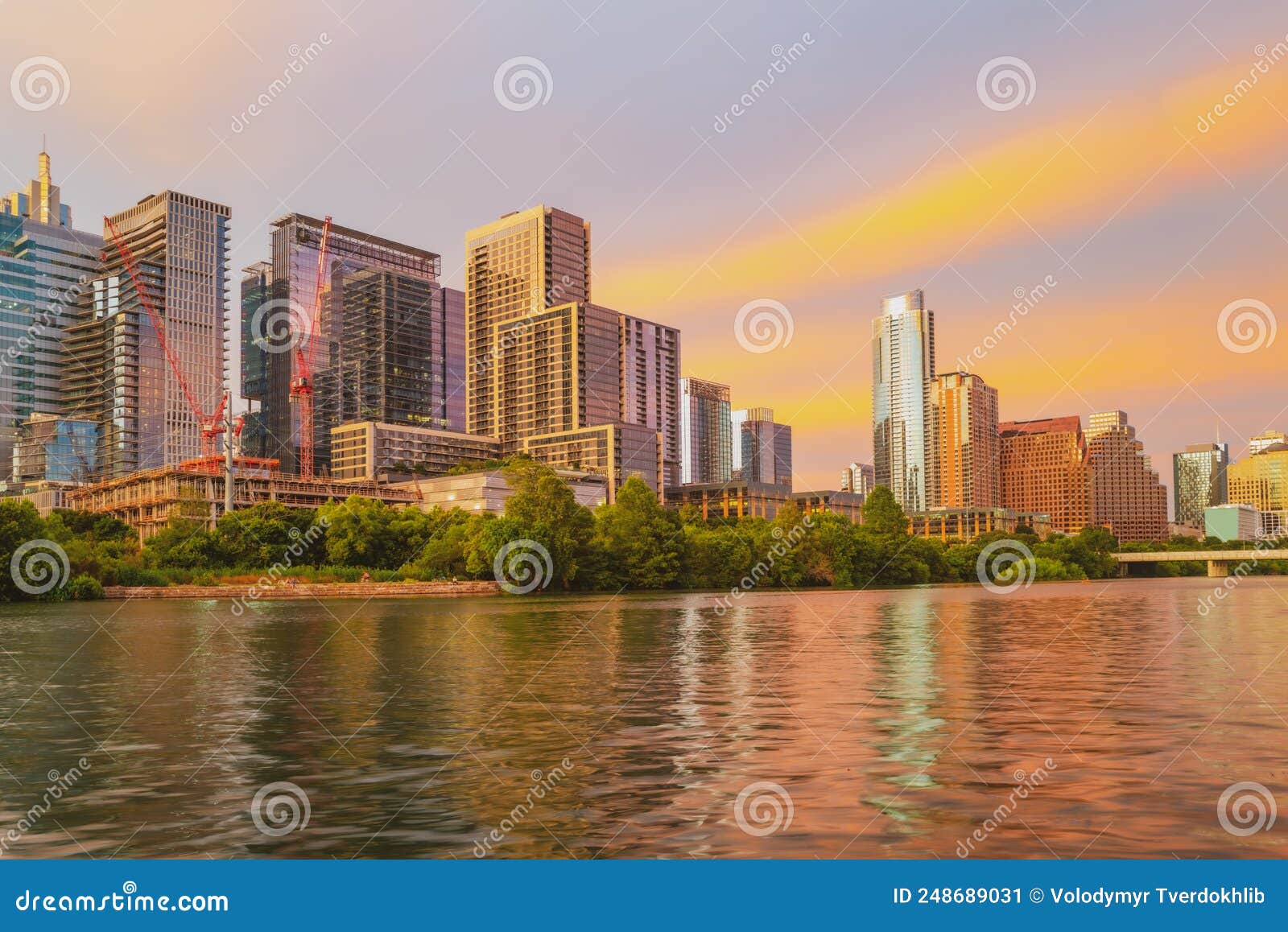 Beautiful Austin Skyline. Austin, Texas on the Colorado River. Stock ...