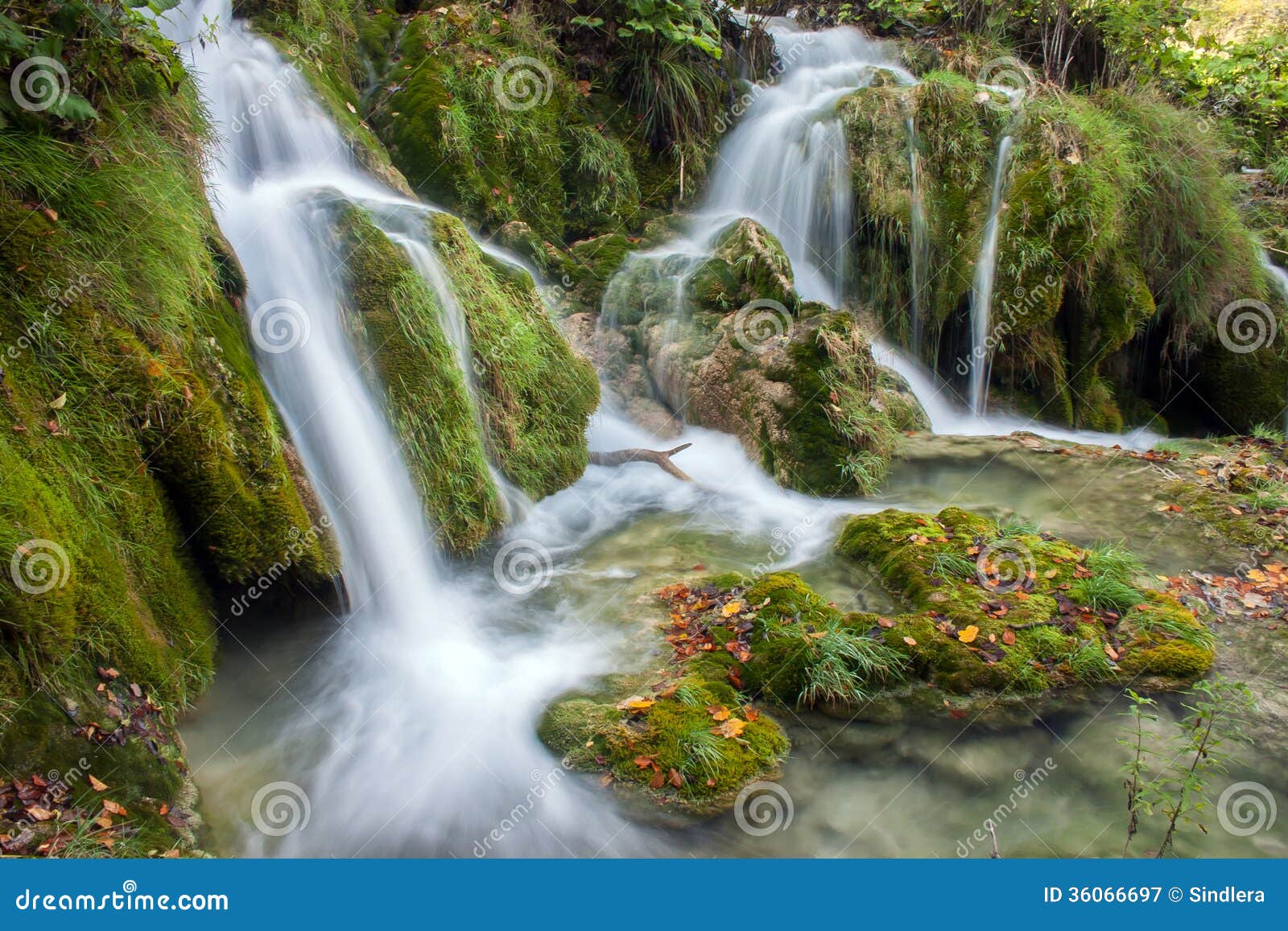 Beautiful Autumn Creek with a Little Cascade Stock Image - Image of ...