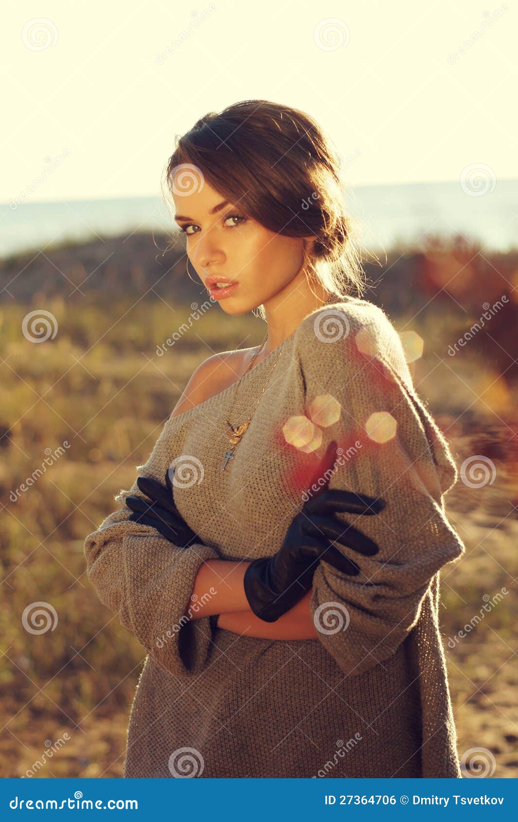 Beautiful autumn female stock photo. Image of gray, autumn - 27364706