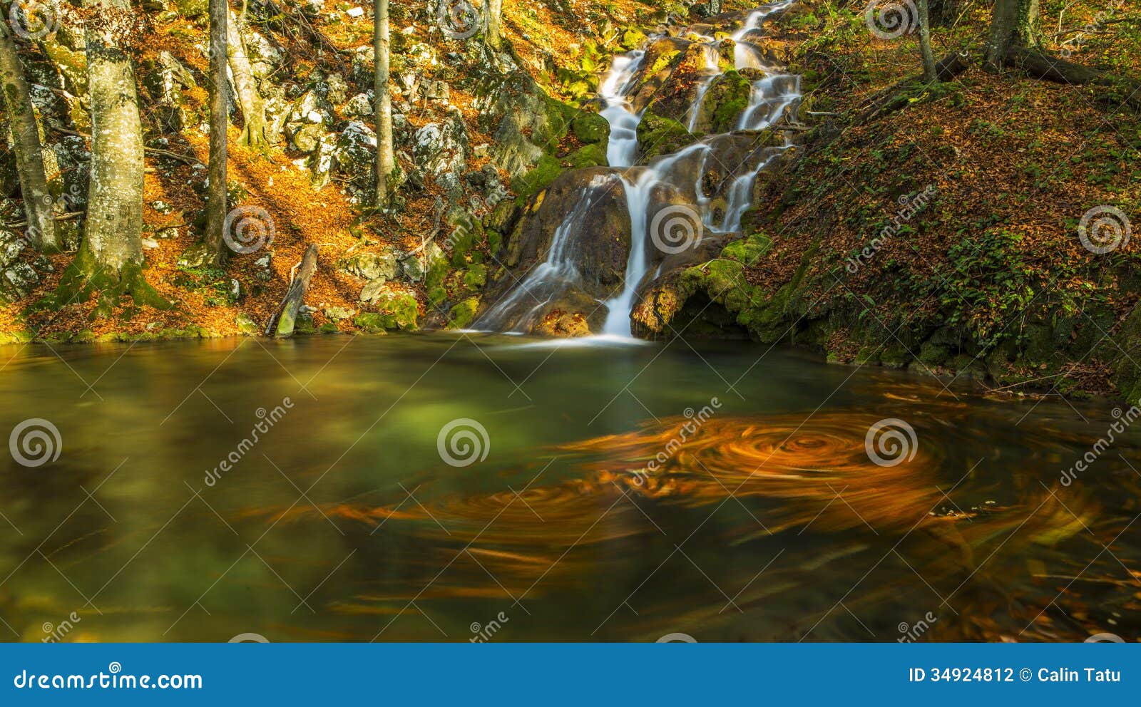 Beautiful Autumn Foliage and Mountain Stream in the Forest Stock Photo ...