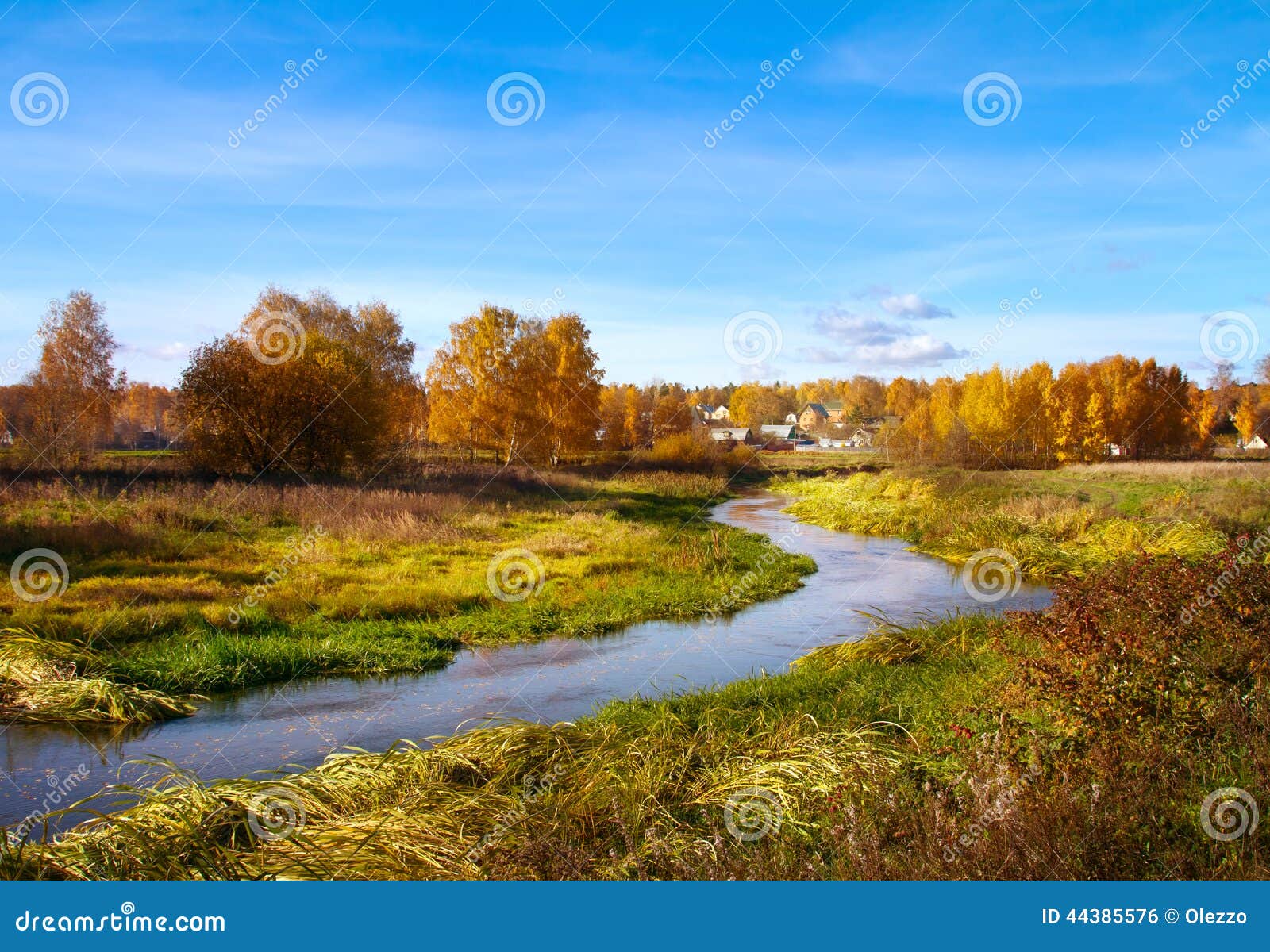Beautiful Autumn Landscape, Forest and River Stock Photo - Image of ...