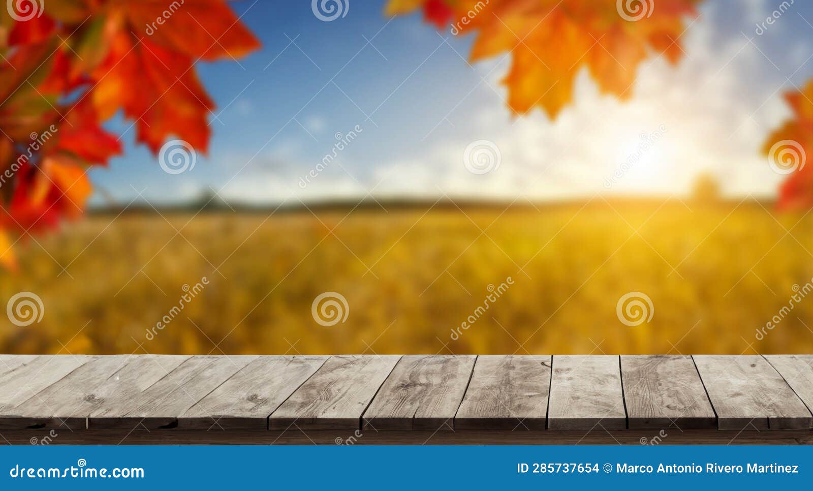 Beautiful Autumn Landscape with a Table To Place Objects in High ...