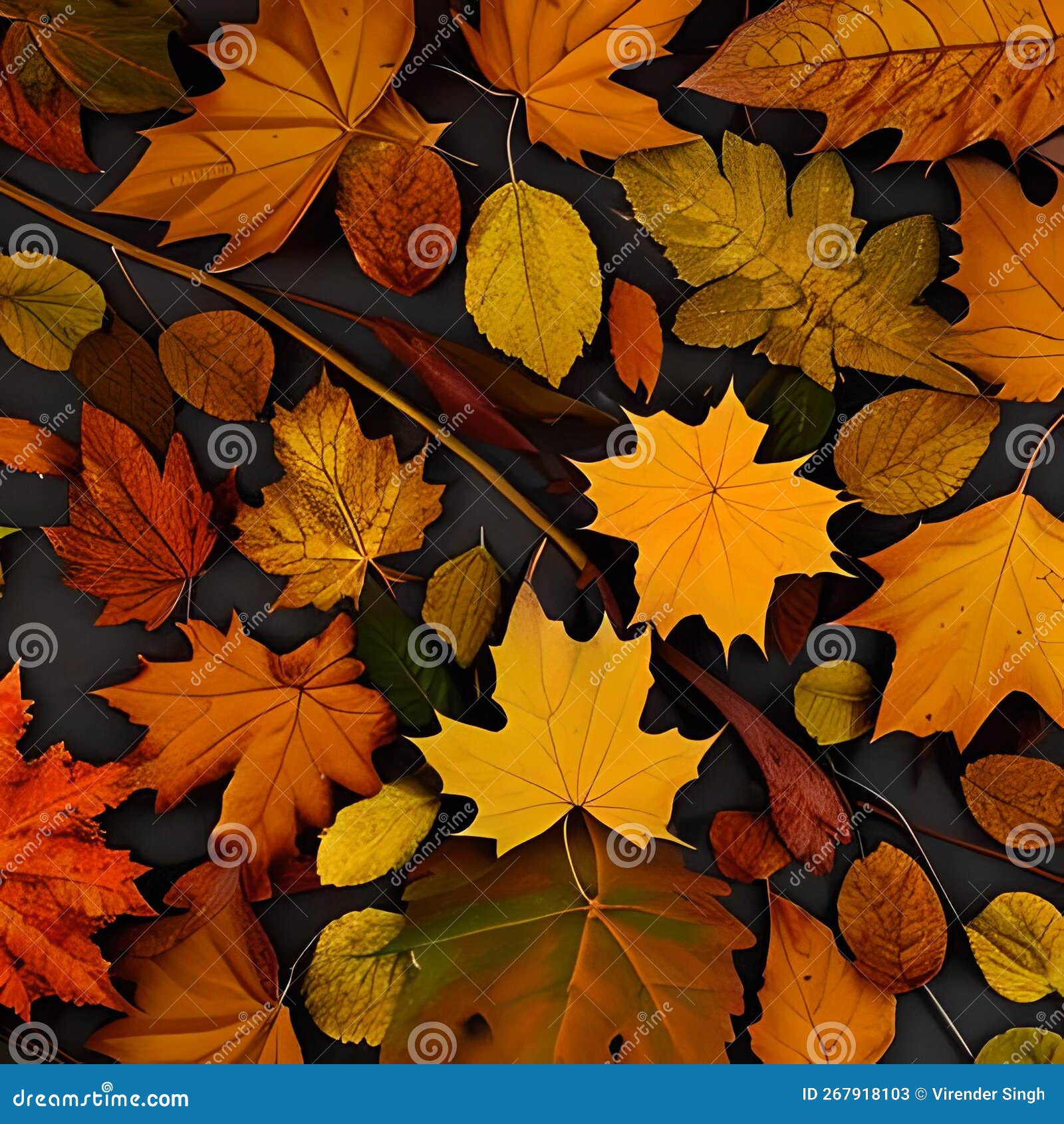 Beautiful Autumn Leaves with the Help of AI Art. Stock Image - Image of ...