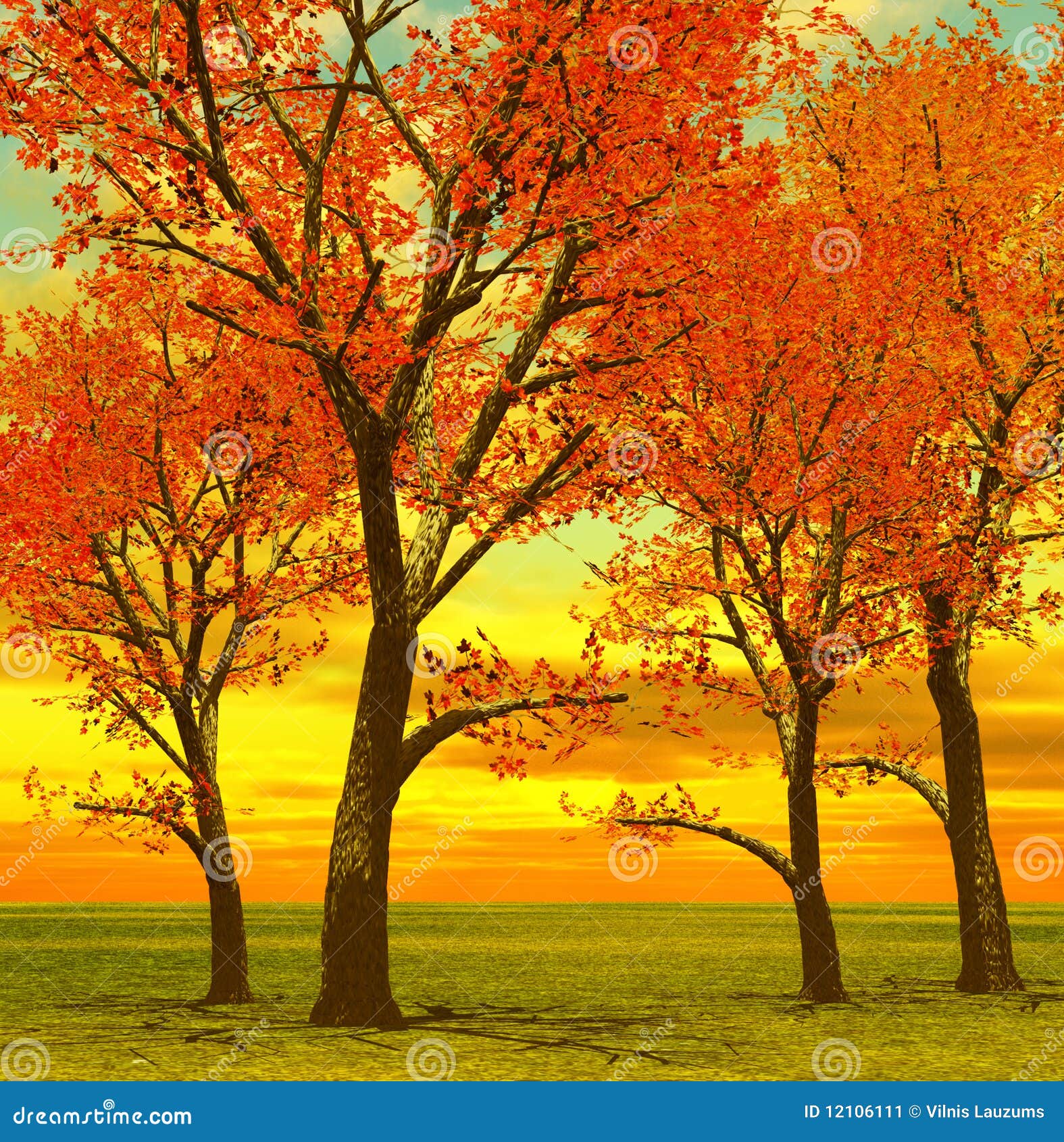 Beautiful autumn trees stock illustration. Illustration of natural ...