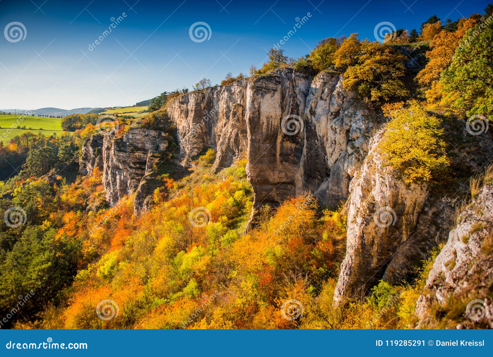 Beautiful Autumn Trees of Rock Scenery Stock Image - Image of golden ...
