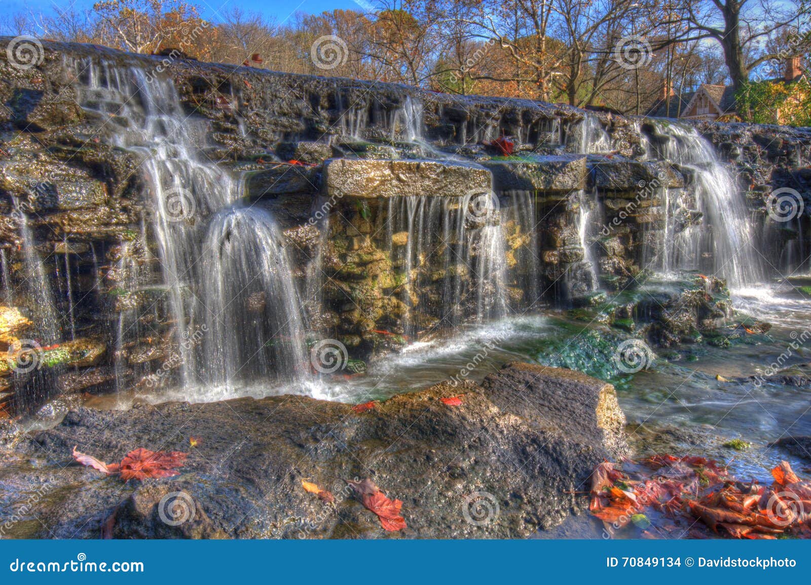 Beautiful Autumn Waterfall stock photo. Image of woods - 70849134