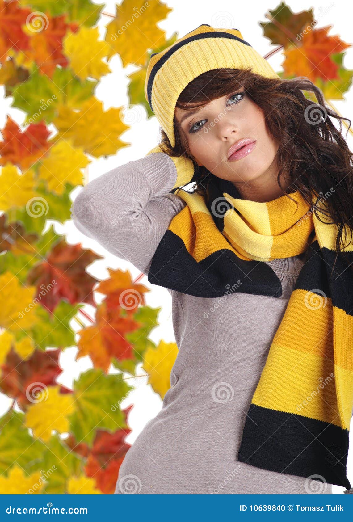 Beautiful autumn woman. stock photo. Image of maple, model - 10639840
