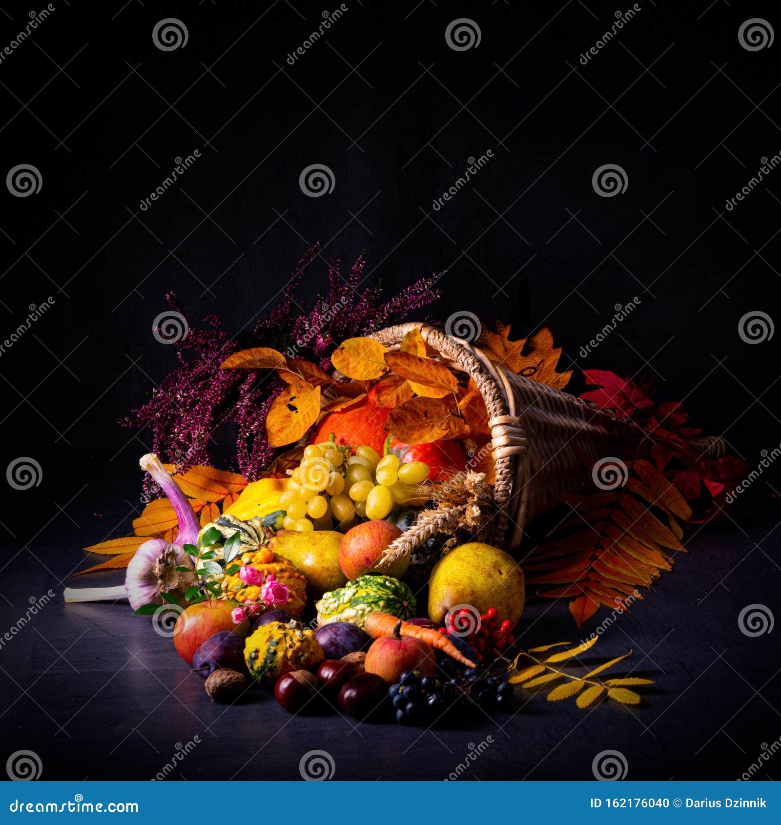 Beautiful and Autumnal Cornucopia Stock Photo - Image of leaf, apple ...