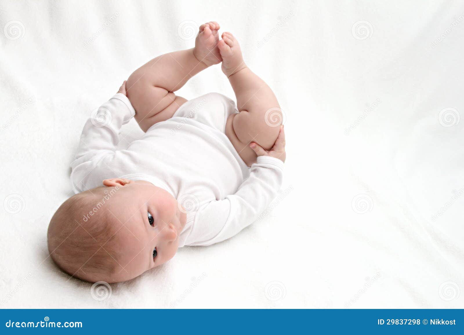 Baby on back stock photo. Image of infant, white, looking - 29837298