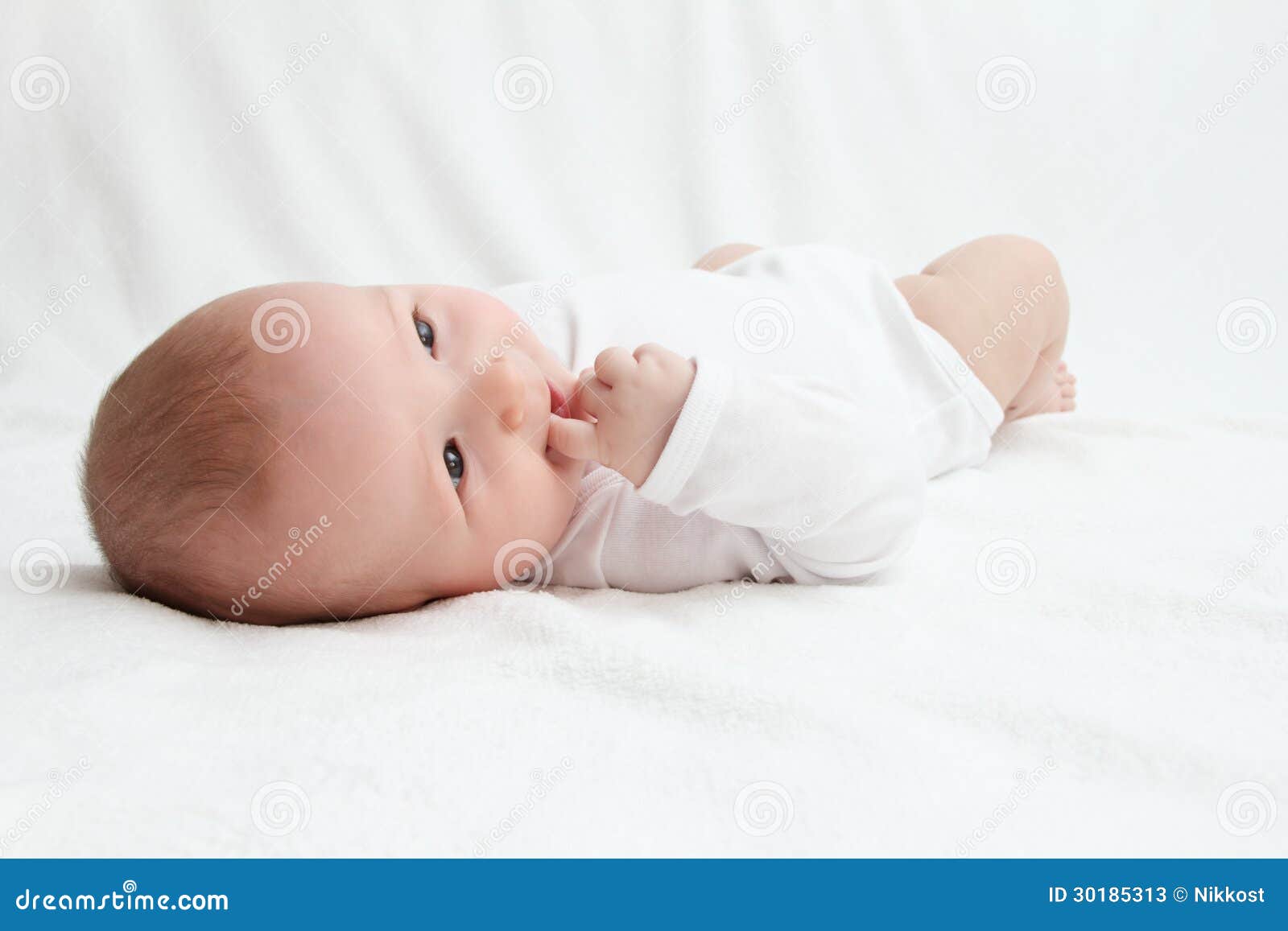 Baby on back stock image. Image of studio, young, beautiful - 30185313
