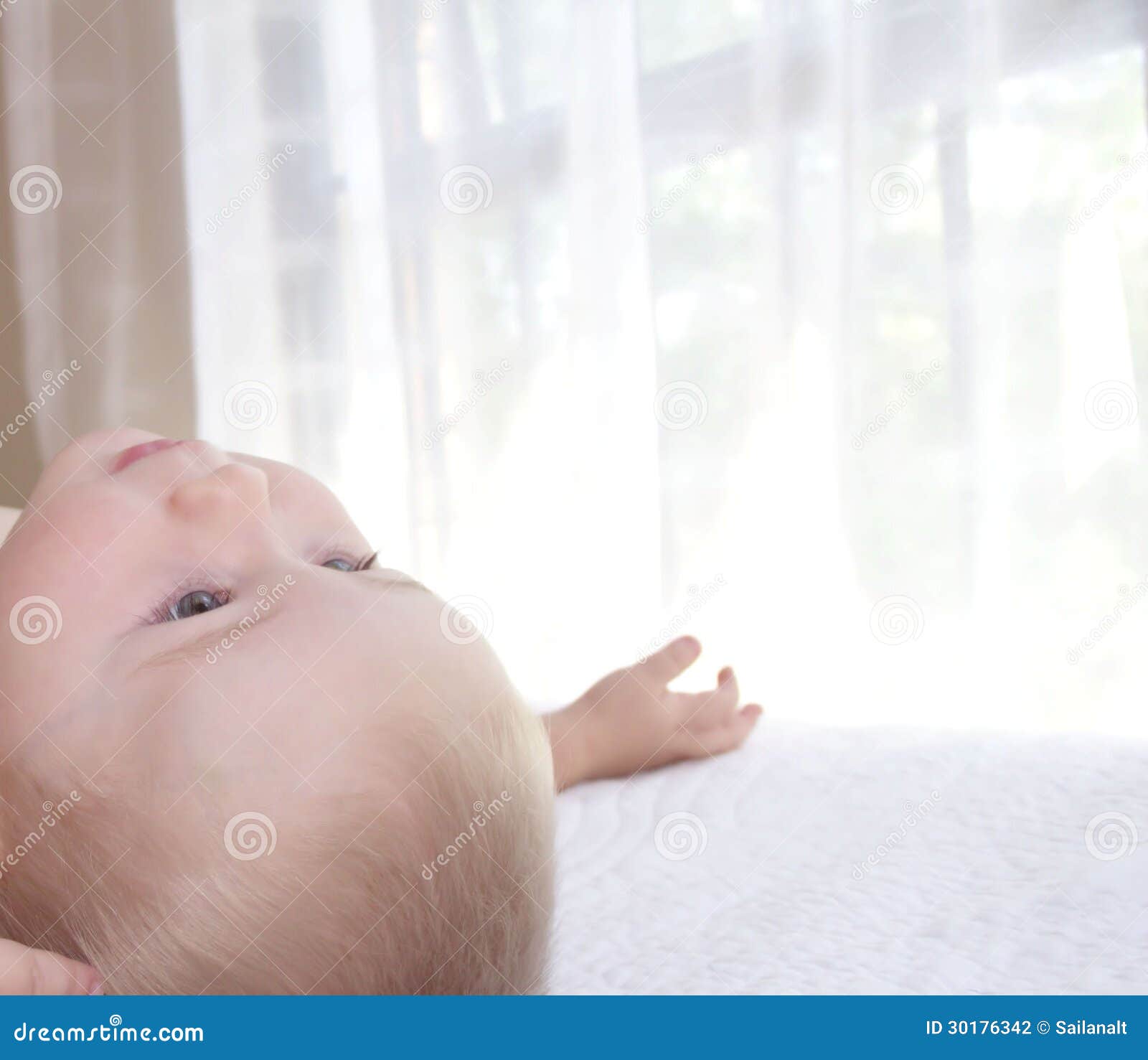 Baby Boy is Lying and Looking Up Stock Photo - Image of nose, lips ...