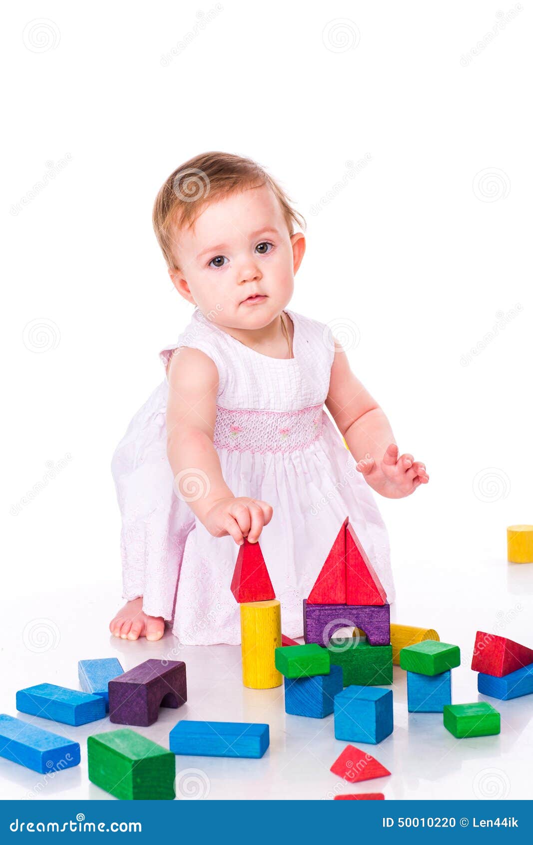 Beautiful Baby Building with Cubes Stock Photo - Image of girl, happy ...