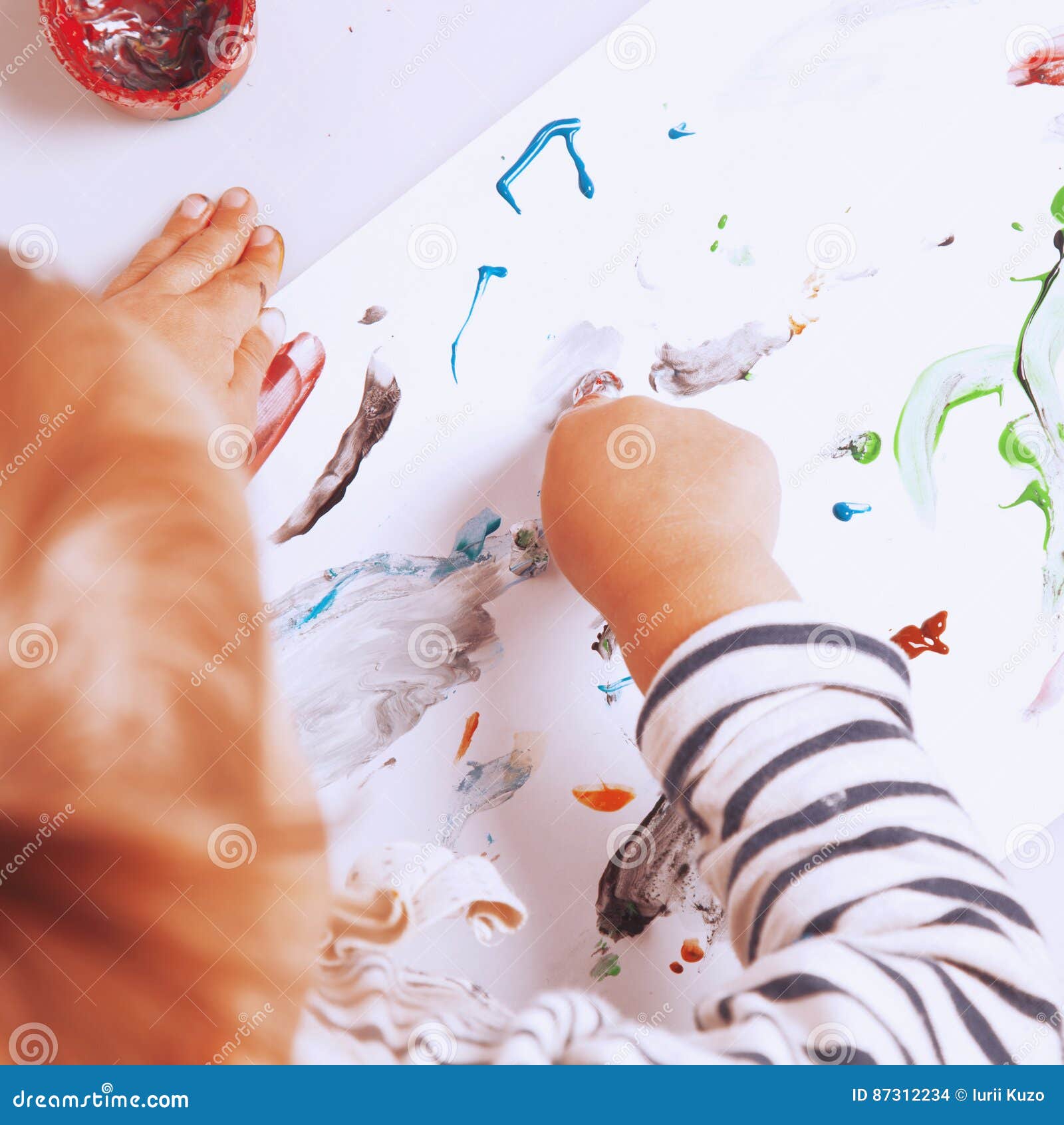 Beautiful Baby Girl Learning To Draw Stock Photo - Image of drawing ...