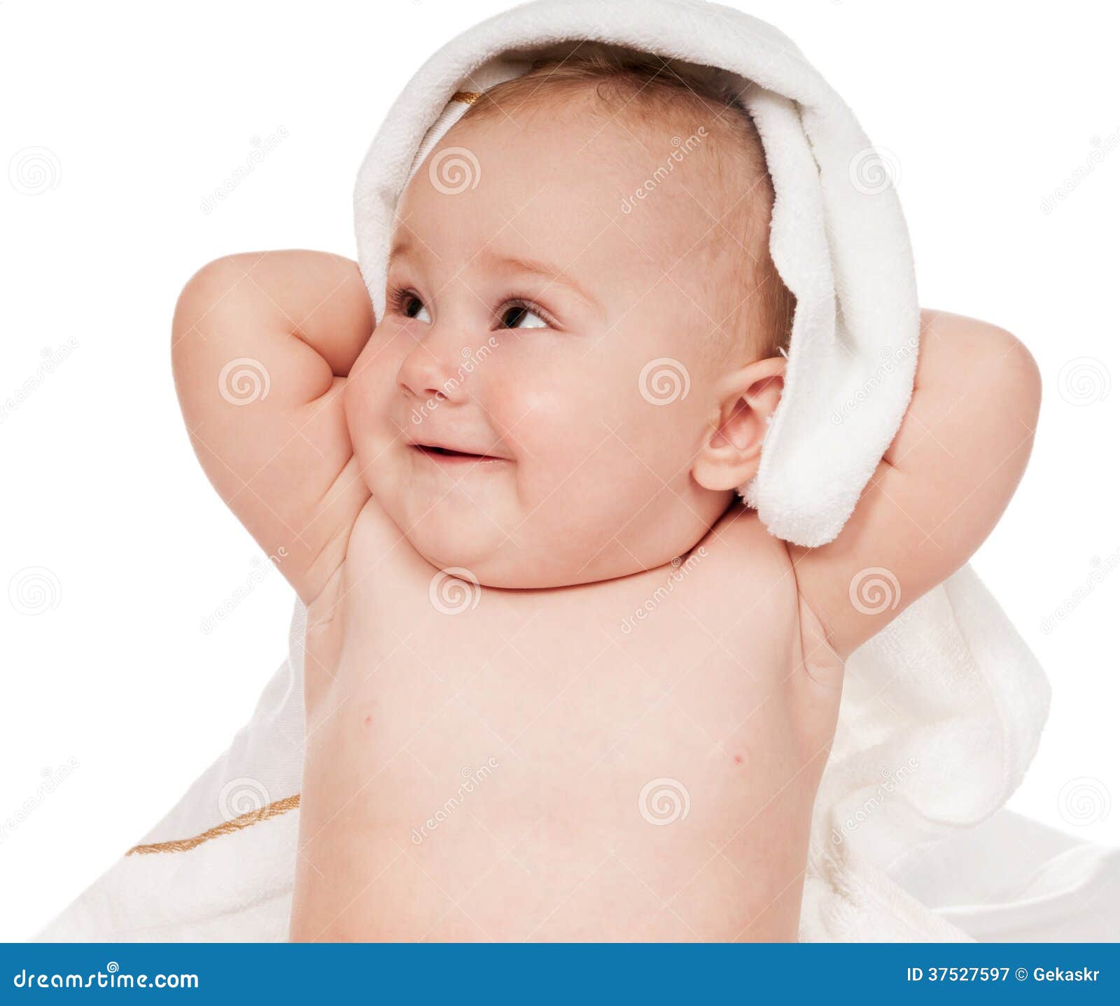 Beautiful Baby is Hiding Under the White Blanket Stock Image - Image of ...