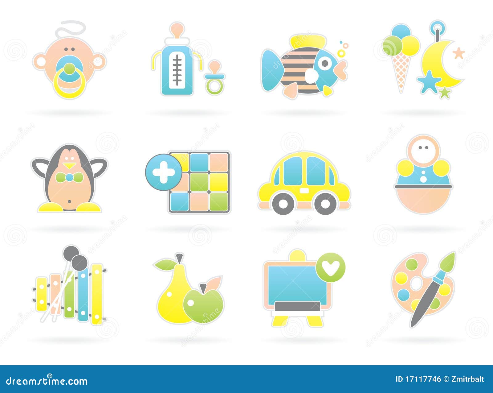Beautiful baby icons stock vector. Illustration of cube - 17117746