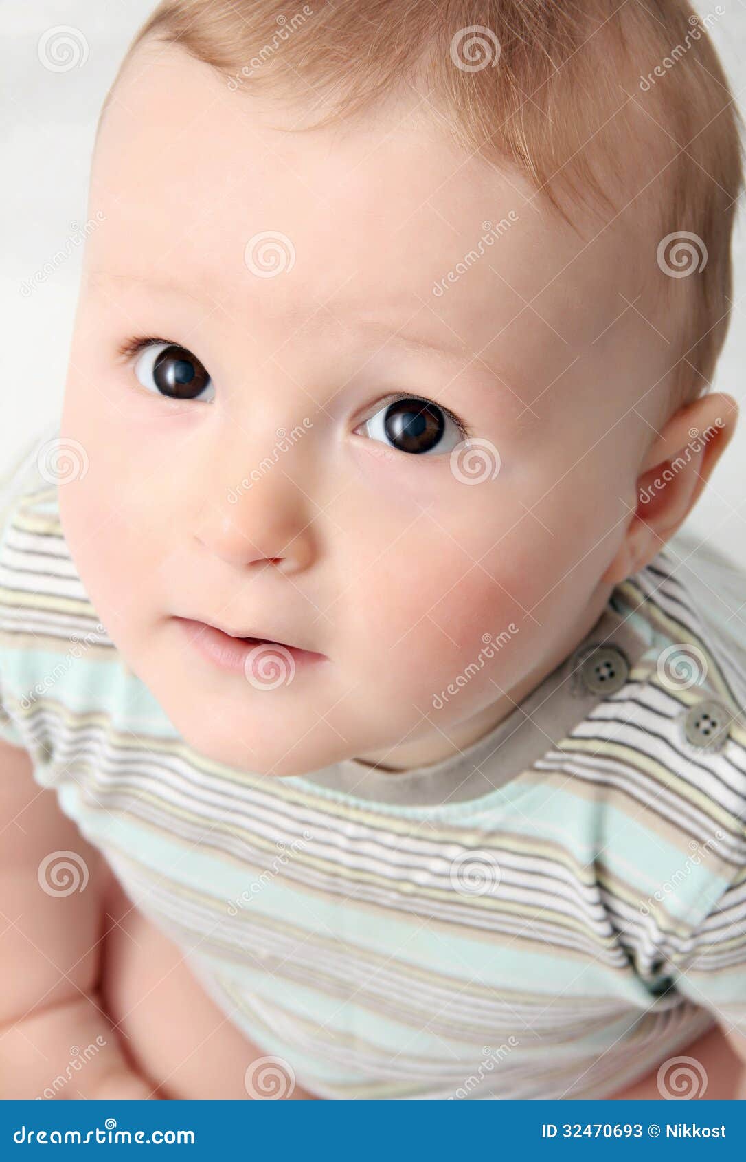 Beautiful baby looking up stock image. Image of studio - 32470693