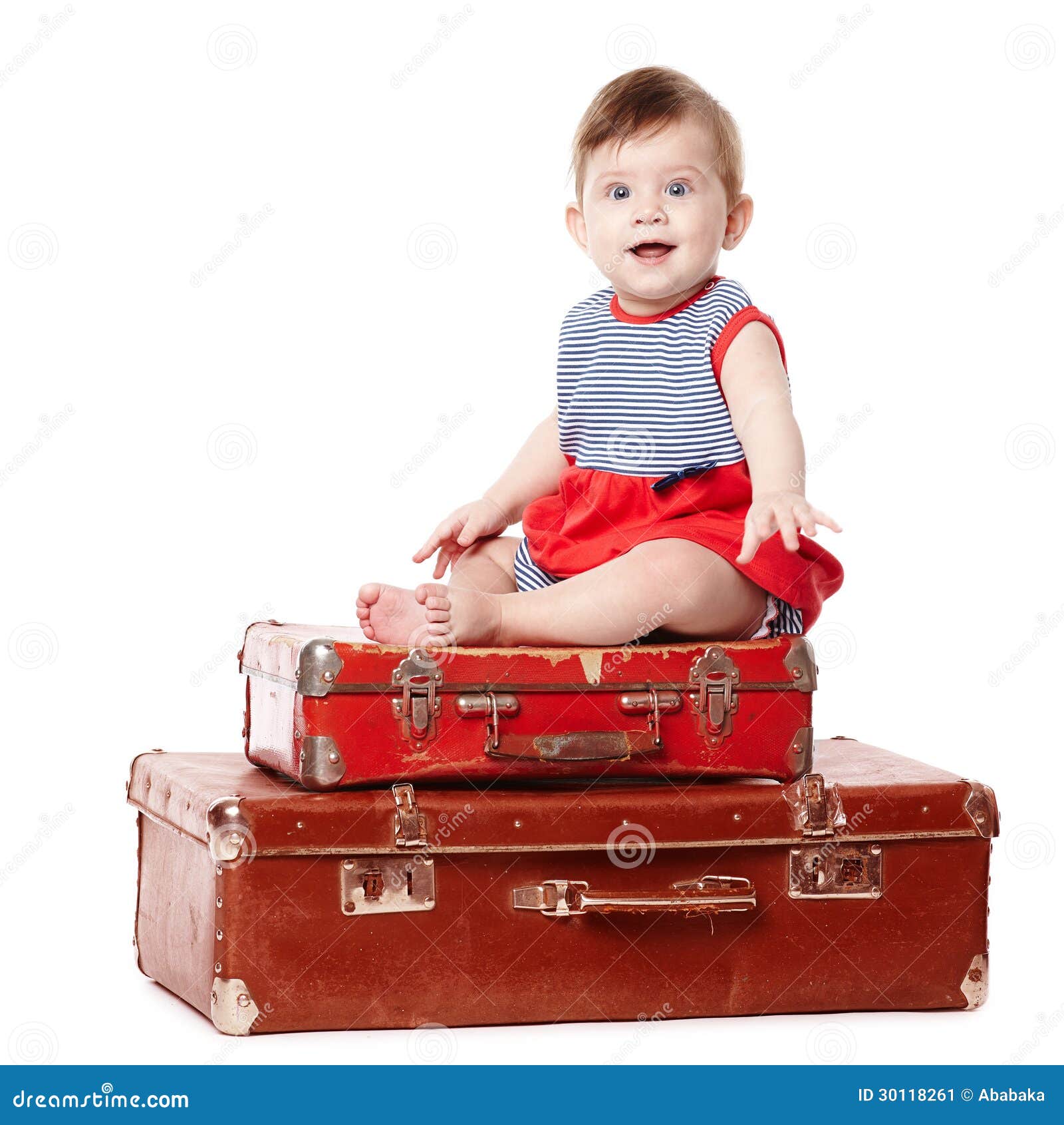 Beautiful Baby with Suitcase Stock Image - Image of baggage, female ...