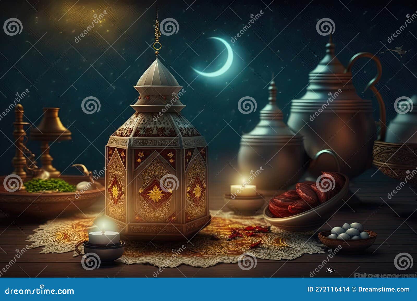 Beautiful Backgroumd for Ramadan. AI Render Stock Illustration ...