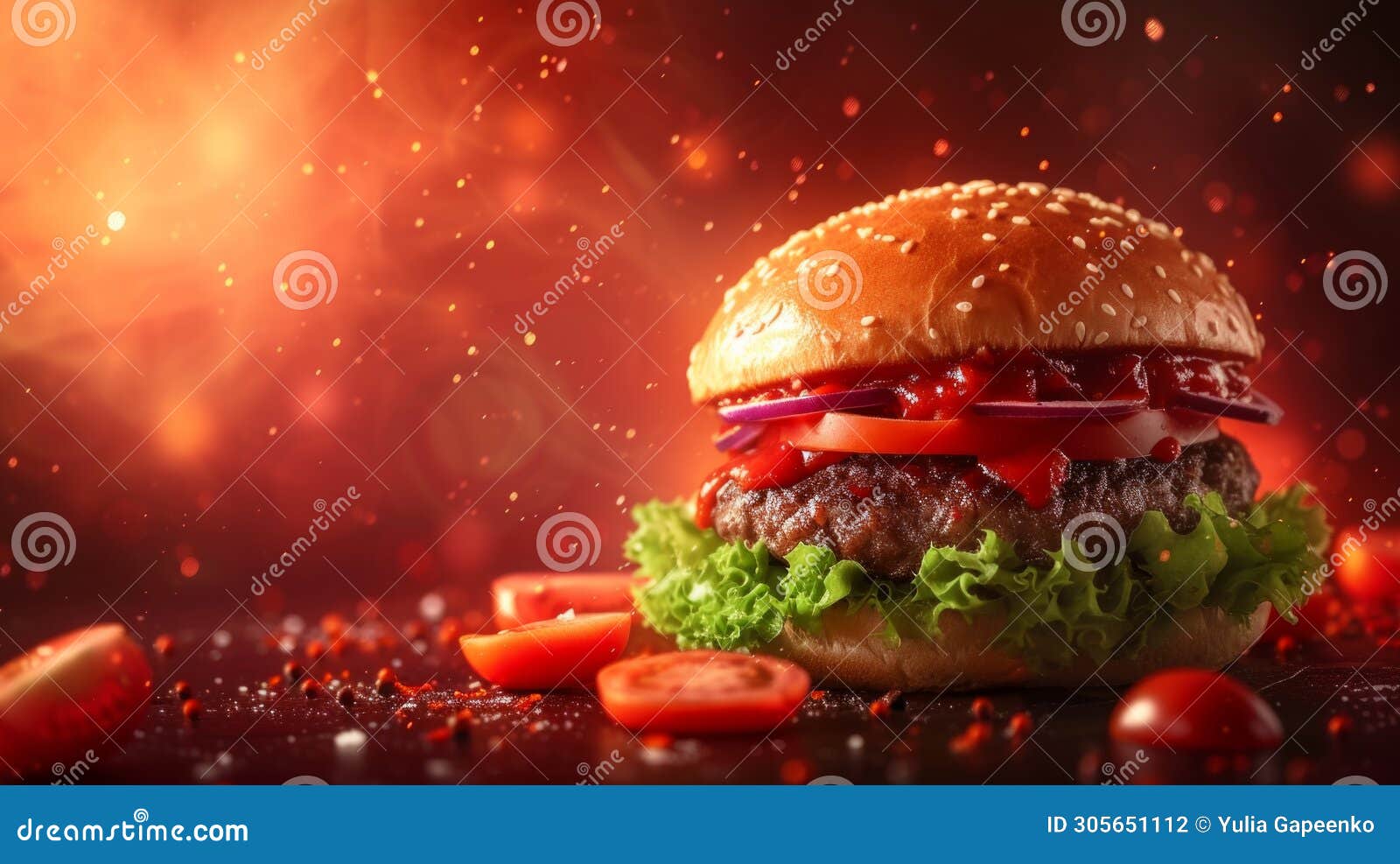 Beautiful Background for Beef Burger Advertising Stock Photo - Image of ...