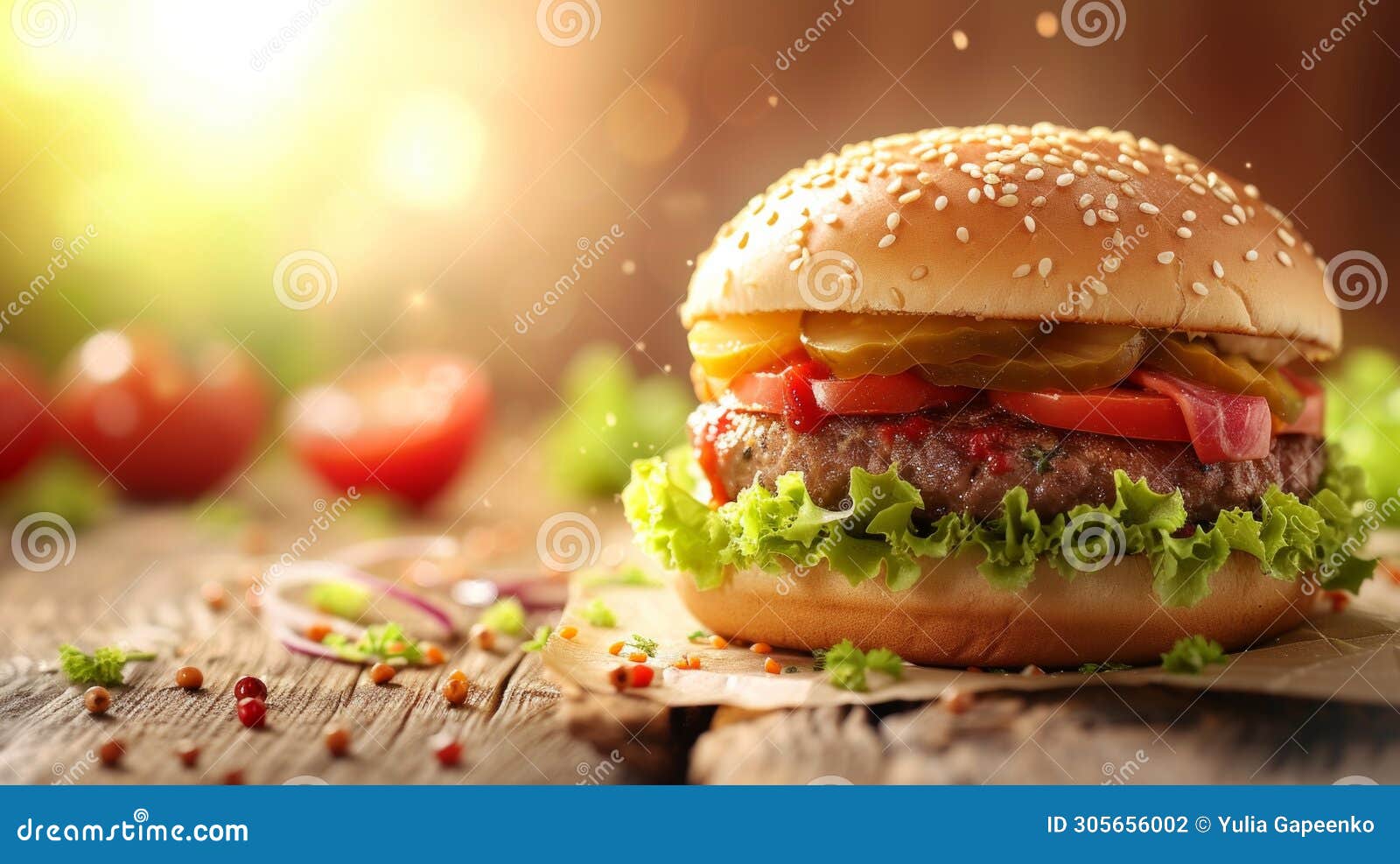 Beautiful Background for Beef Burger Advertising Stock Photo - Image of ...