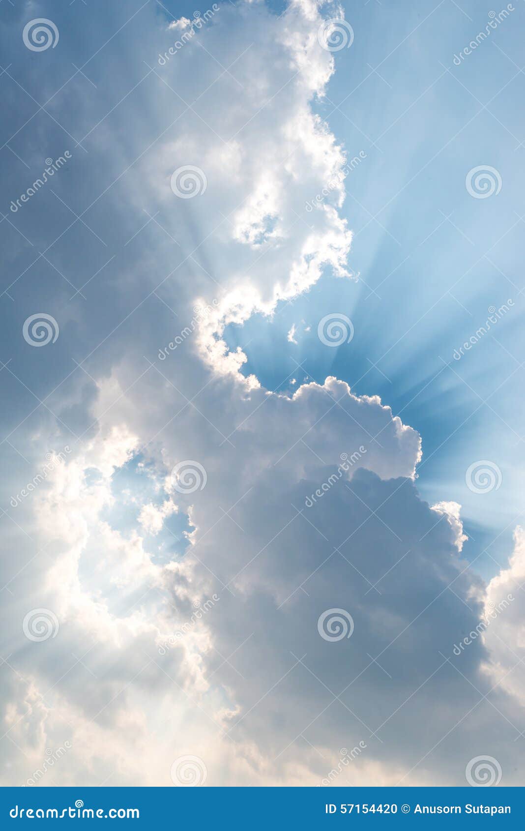 Beautiful Background Bright Sun Shines through Clouds, Light Ray Stock ...