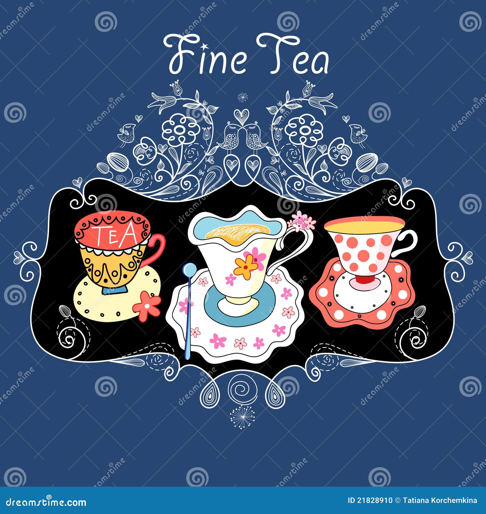 Beautiful Background with Cup of Tea Stock Vector - Illustration of ...