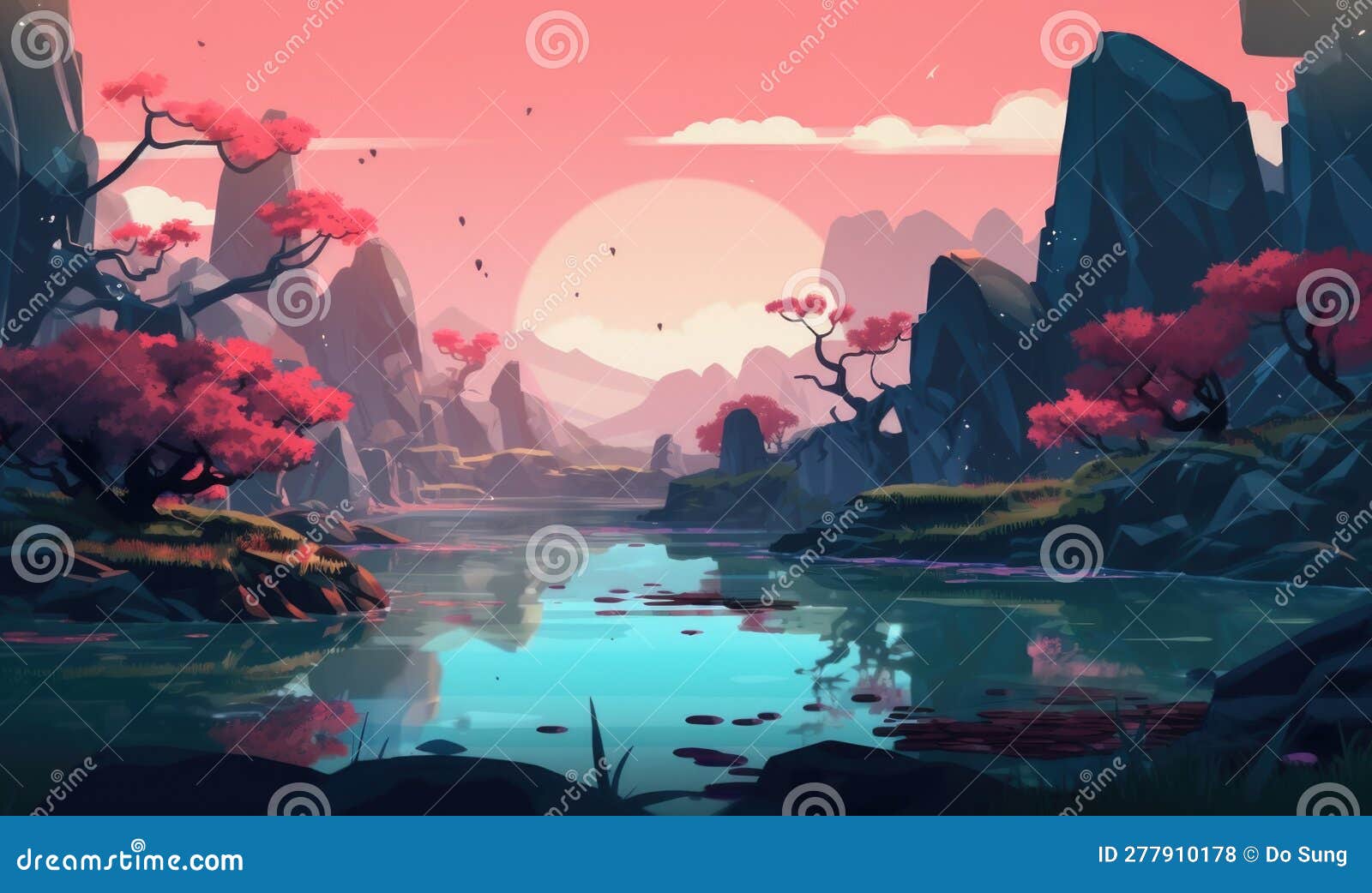 Beautiful Background Designed for 2D Games Stock Illustration ...