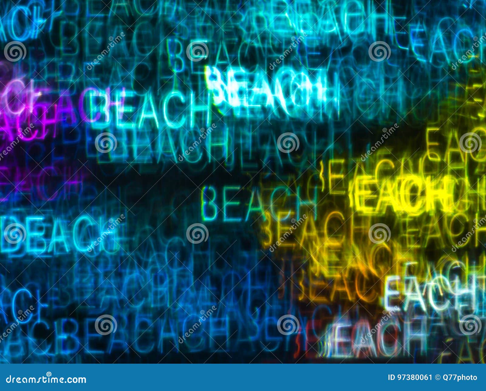 Beautiful Background with Different Colored Word Beach, Abstract Stock ...