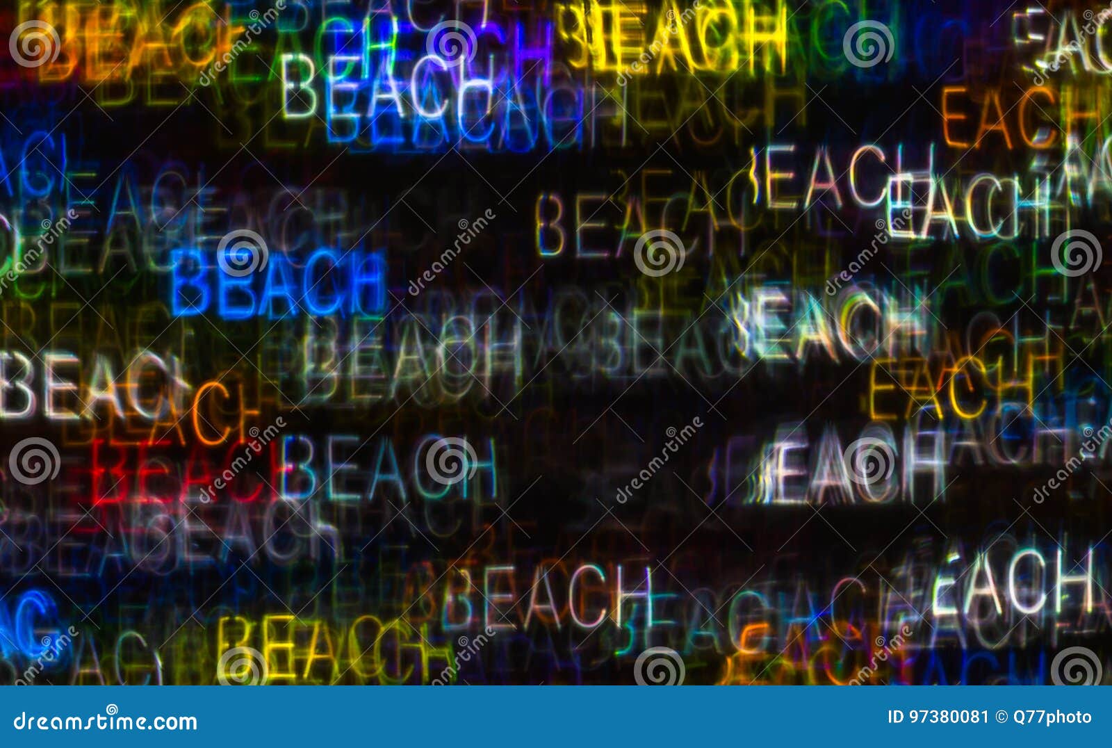 Beautiful Background with Different Colored Word Beach, Abstract Stock ...