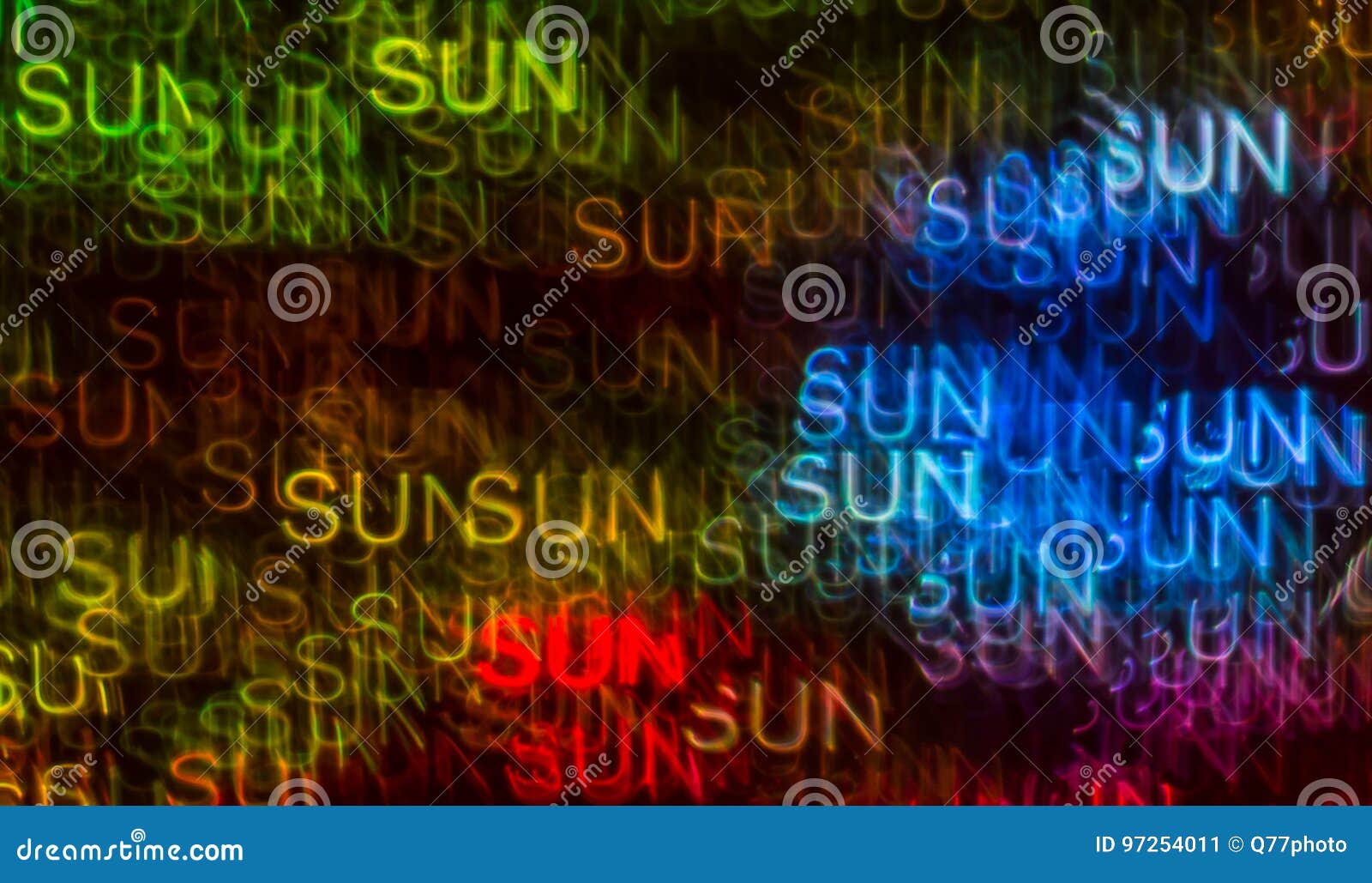 Beautiful Background with Different Colored Word Sun, Abstract B Stock ...
