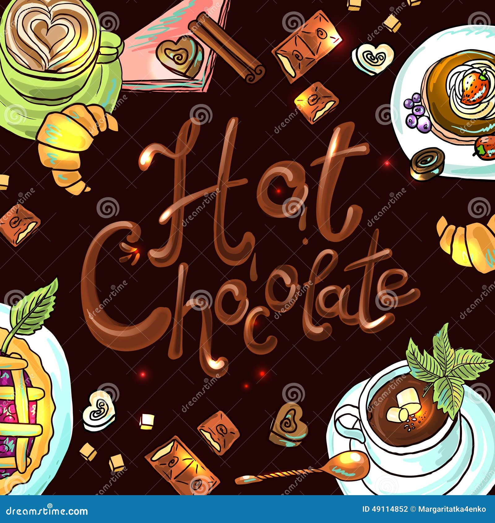 Beautiful Background Hot Chocolate Stock Vector - Illustration of dark ...