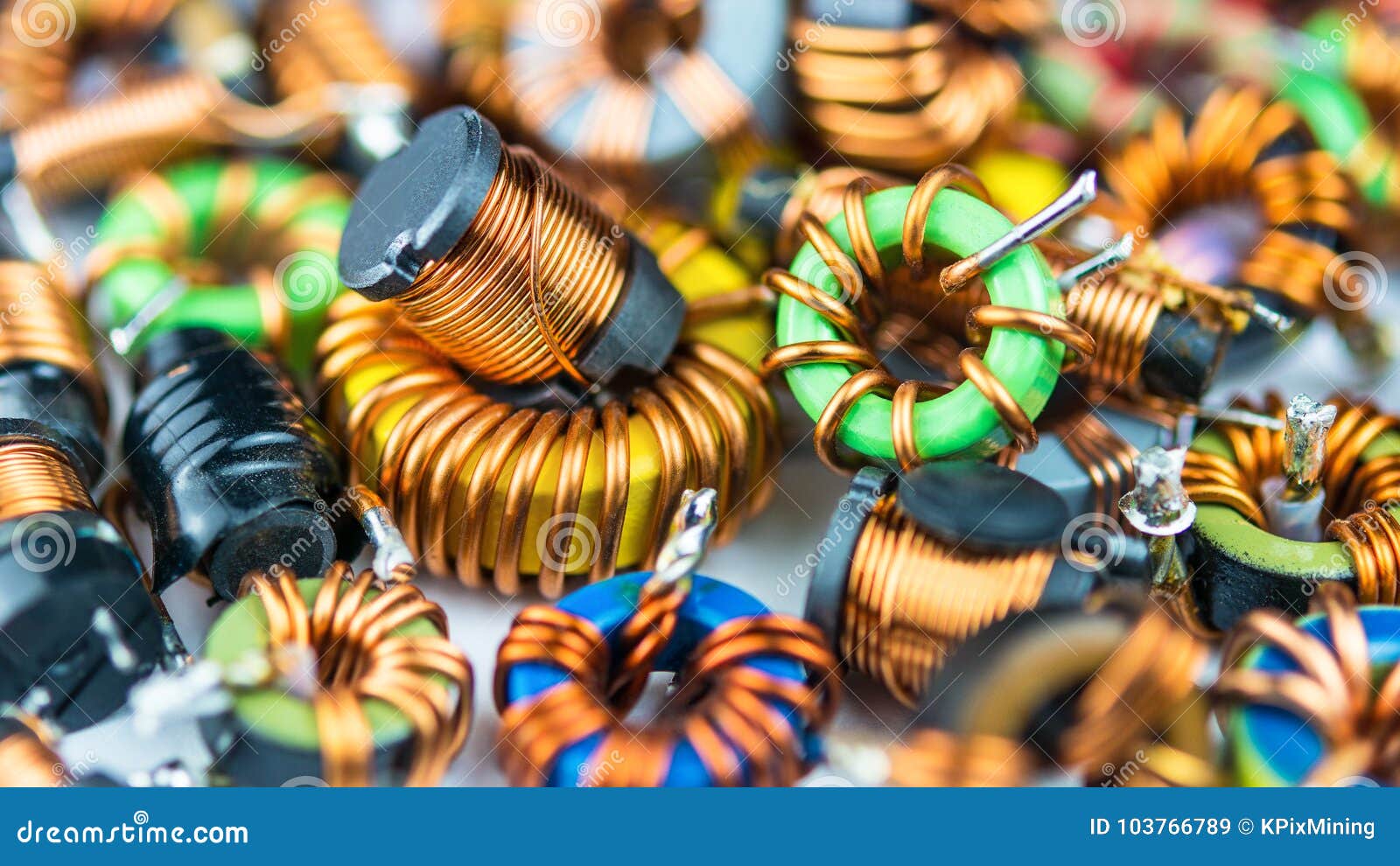 Colorful Coils with Magnetic Core and Copper Winding. Stock Image ...
