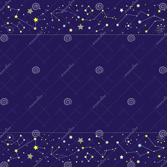 Beautiful Background with Two Borders Made of Constellations Isolated ...
