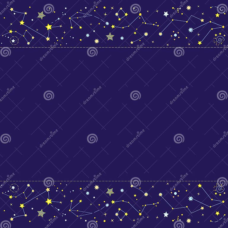 Beautiful Background with Two Borders Made of Constellations Isolated ...
