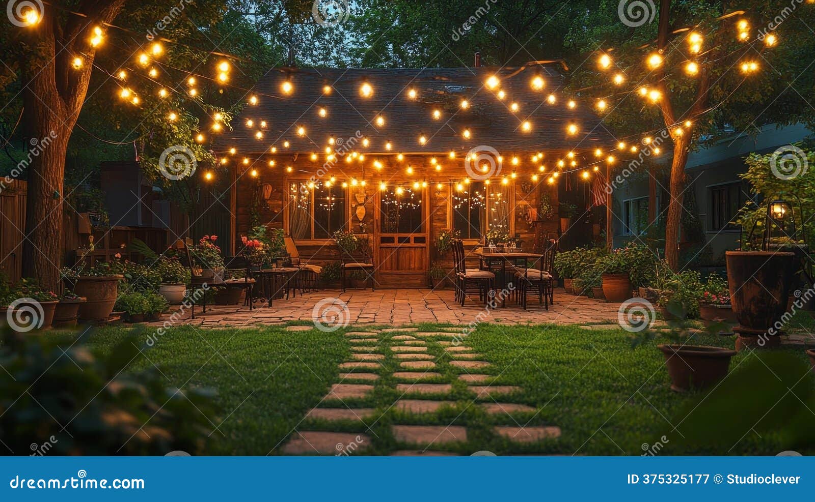 Beautiful Backyard With Lawn And Wooden Picket Fence And Sunset Sky, 8K, PROFFESIONAL ...
