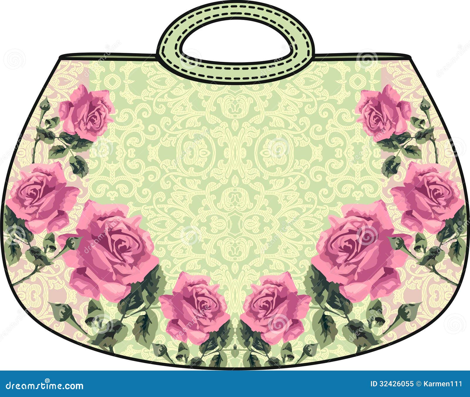 Beautiful Bag. Flower Roses Pattern Stock Vector - Illustration of ...