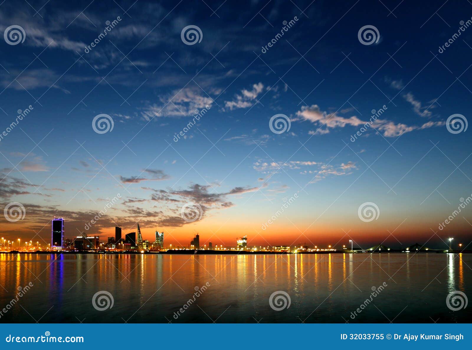 Beautiful Bahrain Skyline during Blue Hour Stock Image - Image of ...