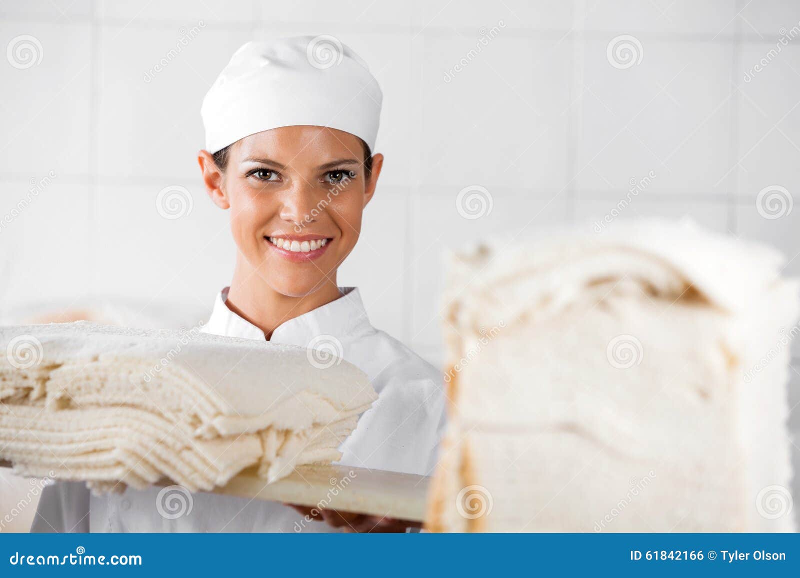 Beautiful Baker with Bread Slices in Bakery Stock Photo - Image of girl ...