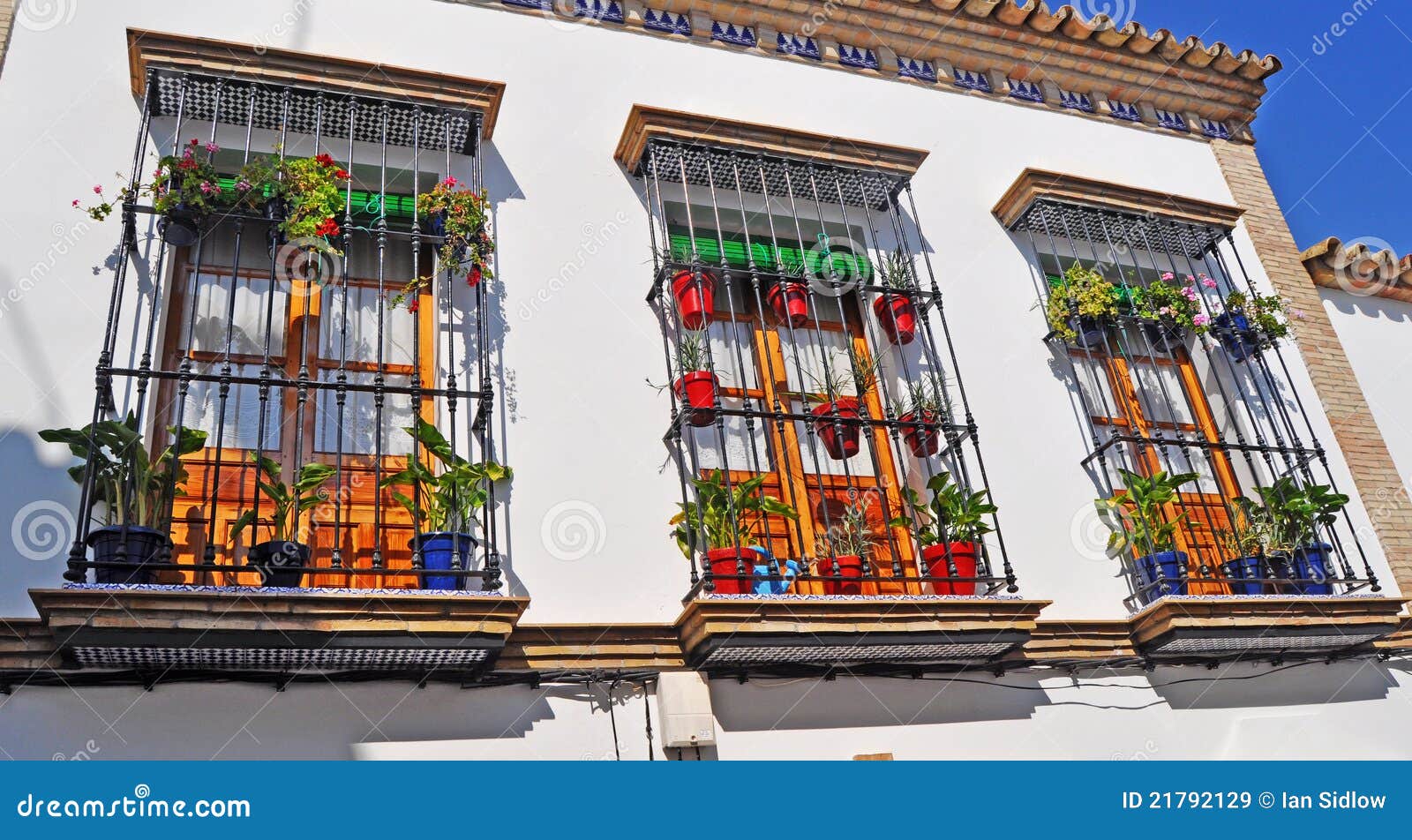Beautiful balconies stock image. Image of spanish, charming - 21792129