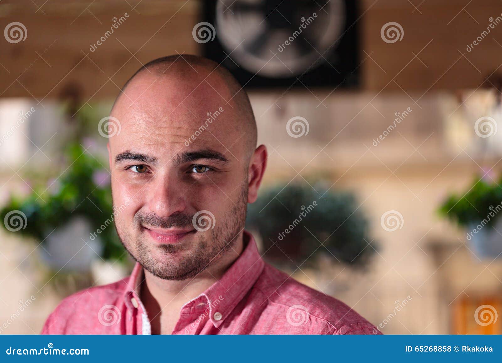 Beautiful Bald Young Man Portrait Stock Photo - Image of caucasian ...