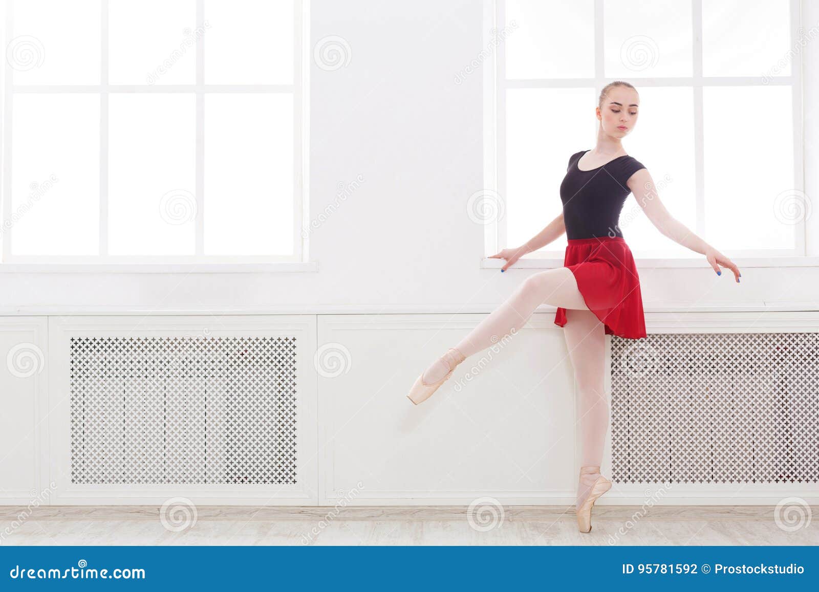 Beautiful Ballerina Dance on Pointe Stock Photo - Image of graceful ...