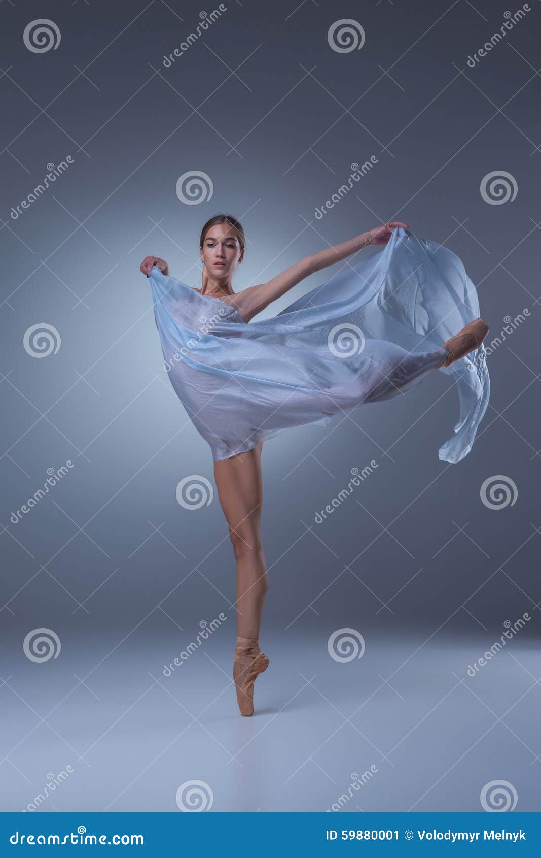 The Beautiful Ballerina Dancing with Blue Veil Stock Image - Image of ...