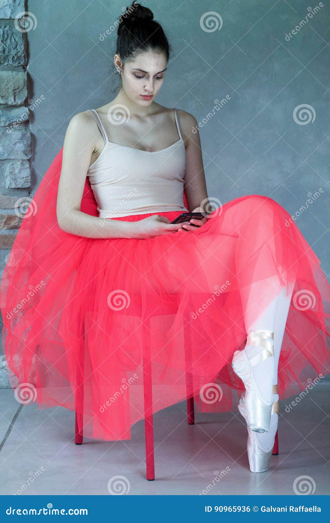 Beautiful Ballet Dancer Sitting in Relax Stock Photo - Image of coral ...