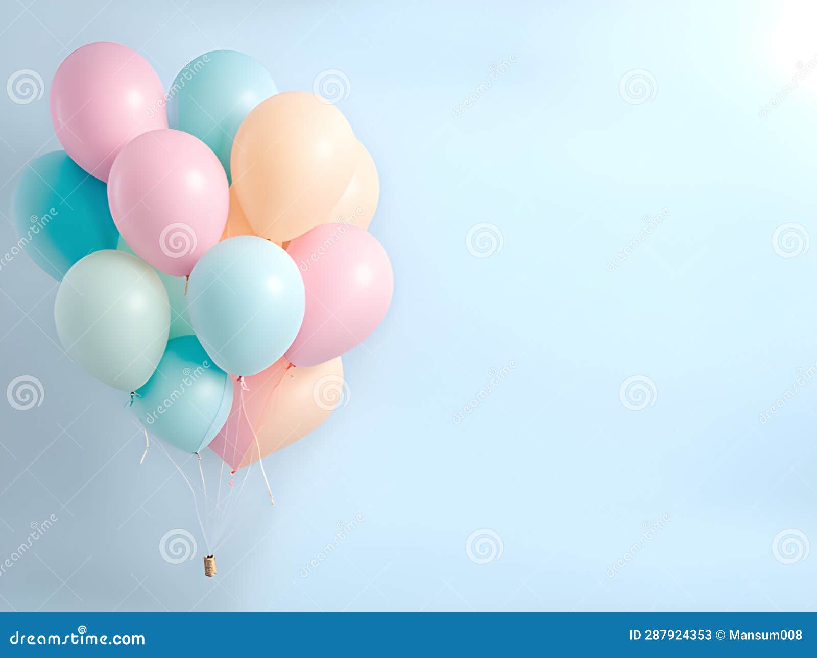 Beautiful Balloons on a Blue Background, Ai Generated Stock ...