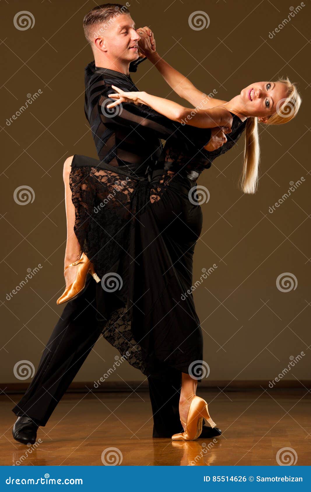Beautiful Ballroom Couple Preforms Their Exhibition Dance Stock Photo ...
