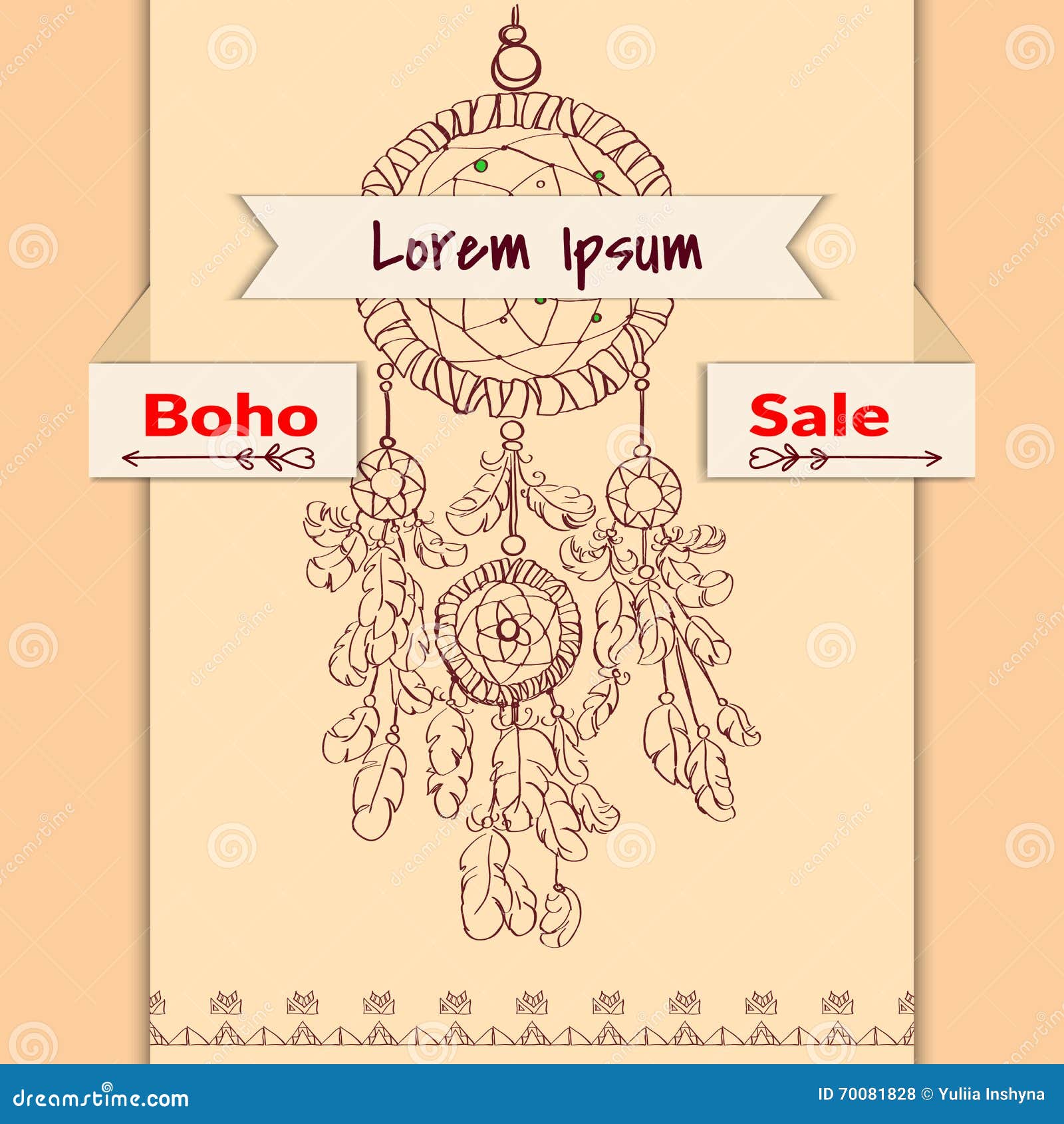 Beautiful Banner, Boho Sale Stock Vector - Illustration of card, ethnic ...