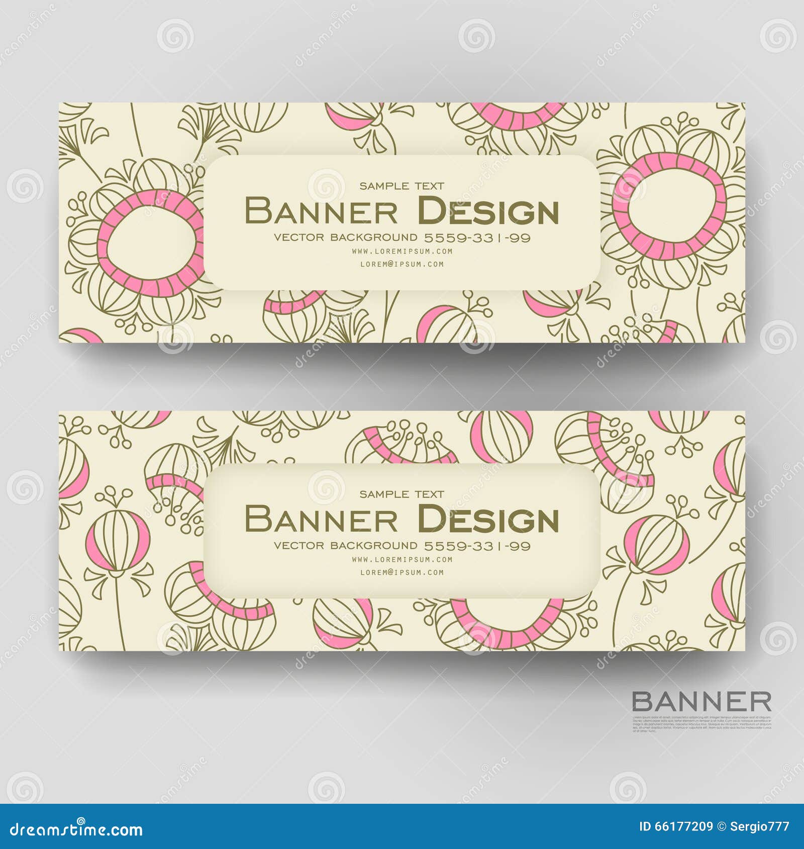 Beautiful Banner Vector Template with Floral Abstract Background Stock ...